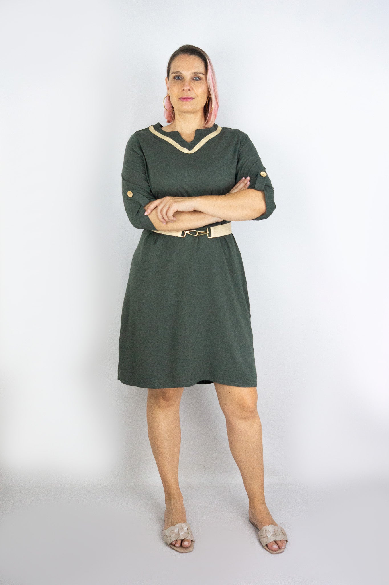 Vestido corto con charretera – Plica